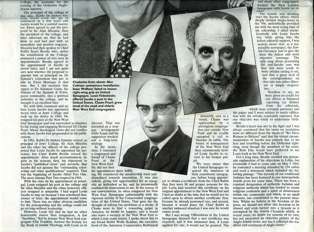 Rabbi Louis Jacobs Exhibition - Life