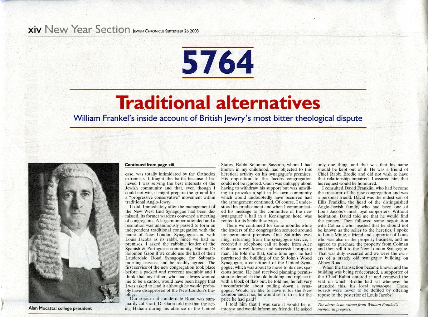 Rabbi Louis Jacobs Exhibition - Life