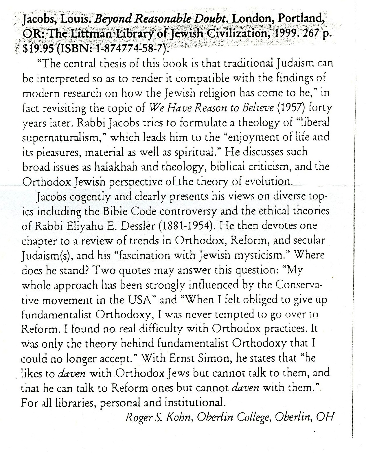 Rabbi Louis Jacobs Exhibition - Life