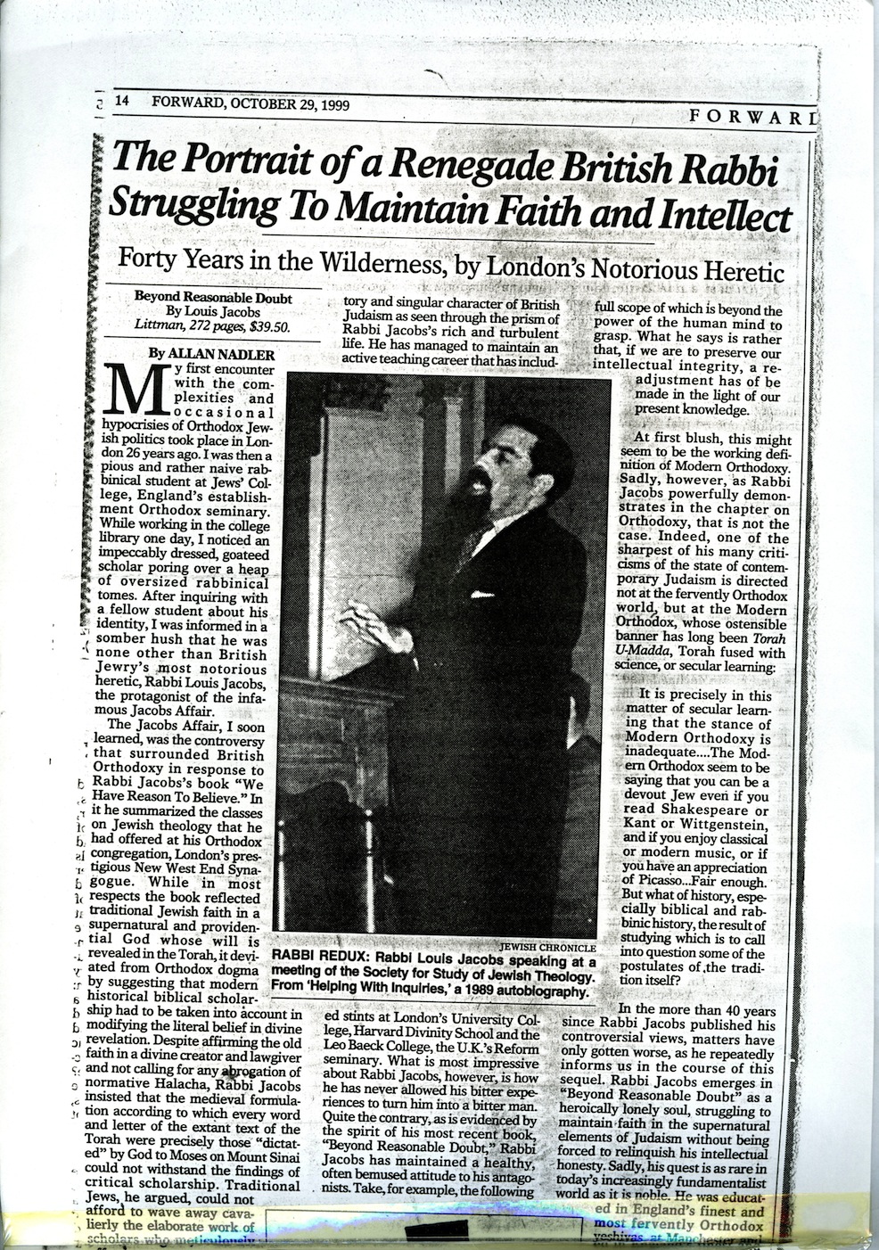 Rabbi Louis Jacobs Exhibition - Life